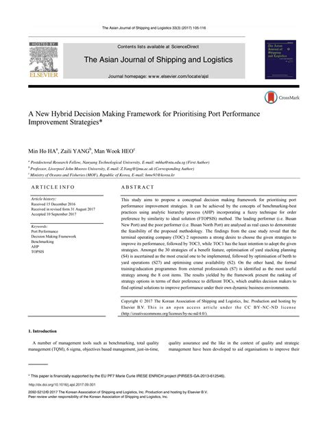 Solution A New Hybrid Decision Making Framework For Prioritising Port Performance Improvement