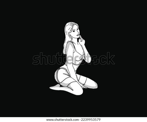Vintage Hand Drawing Illustration Sexy Pose Stock Vector Royalty Free Shutterstock