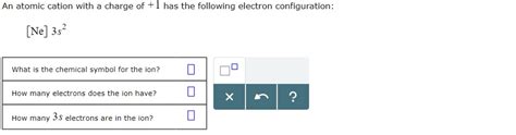 Solved An Atomic Cation With A Charge Of 1 Has The