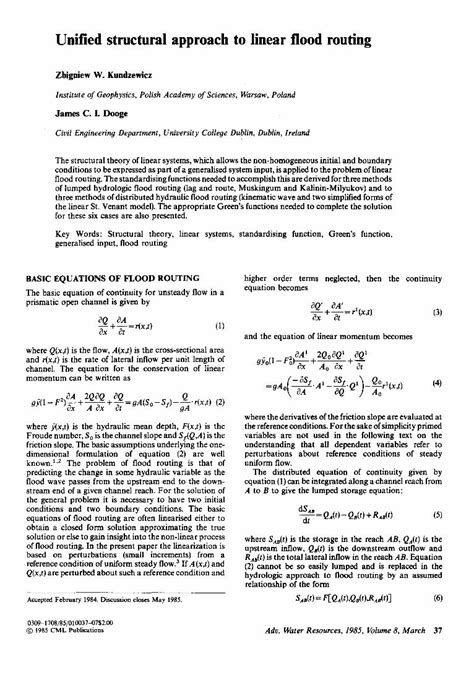 Pdf Unified Structural Approach To Linear Flood Routing Dokumen Tips