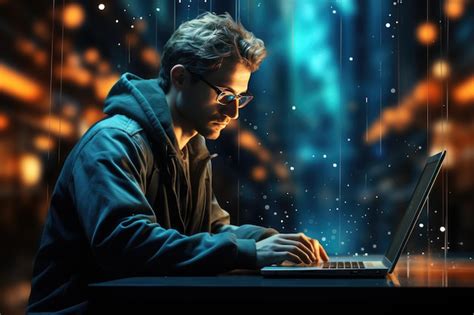 Premium Photo Portrait Of A Programmer In The Modern Computer World