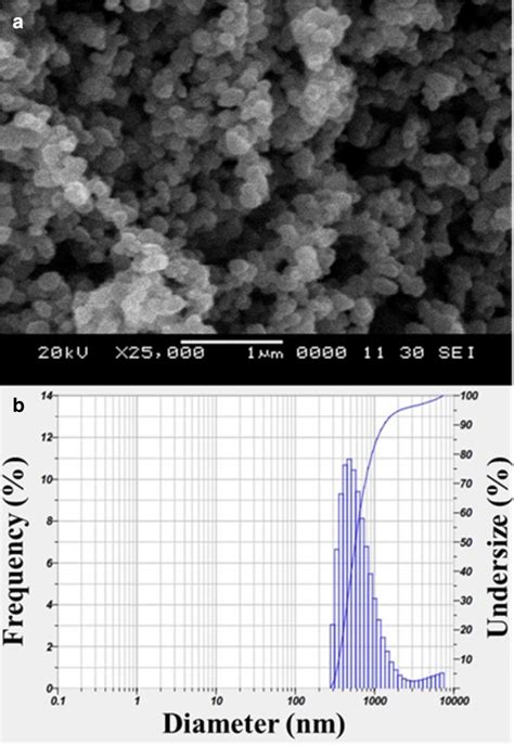 Tio2 Characterization A Sem Image B Particle Size Measurement Of Download Scientific Diagram