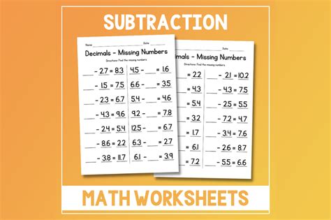 Subtracting Decimals Missing Numbers Graphic By Atlasart Creative Fabrica