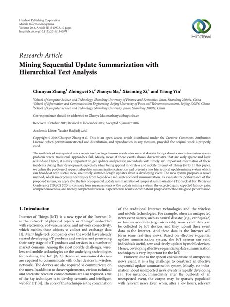 Pdf Mining Sequential Update Summarization With Hierarchical Text