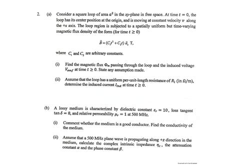 Solved a Consider a square loop of area aể in the Chegg
