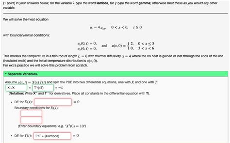 Solved 1 Point In Your Answers Below For The Variable A Chegg Com
