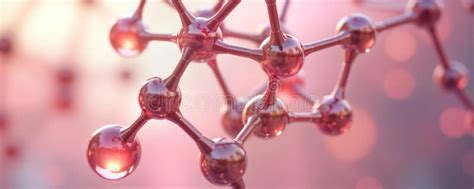 Detailed Close Up View Of Water Molecule Structure Atoms Connected By