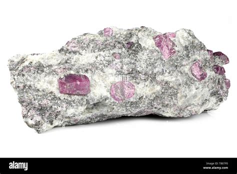 Ruby In Matrix From Madagascar Isolated On White Background Stock Photo Alamy