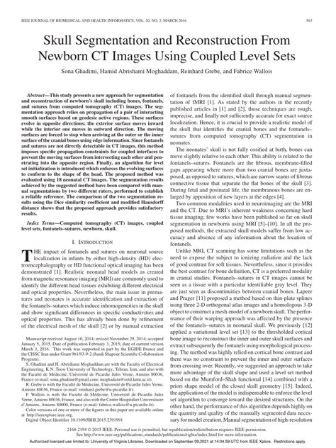 Pdf Skull Segmentation And Reconstruction From Newborn Ct Images