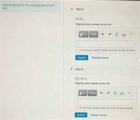 Solved Write The Formula For The Conjugate Base Of Each