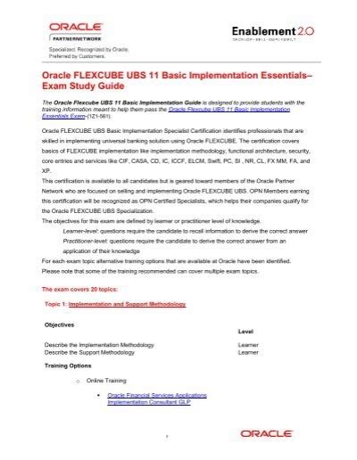 Oracle Flexcube Ubs 11 Basic Implementation Essentials Exam