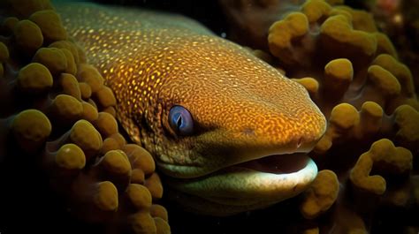 Corals Yellow Eel Is Peeping Into A Coral Backgrounds  Free