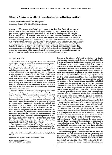 Pdf Flow In Fractured Media A Modified Renormalization Method Pierre Gavrilenko