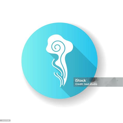 좋은 냄새 블루 플랫 디자인 긴 그림자 문 양 아이콘 향수 향기 소용돌이 아로마 에어 웨이브 연기 연기 퍼프 스팀 컬 증발 향기로운 향기의 흐름 실루엣 Rgb 컬러 일러스트