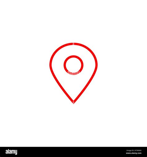 Location Icon Map Pin Outline Red Vector Address Area Marker Navigation Sign Symbol Isolated On