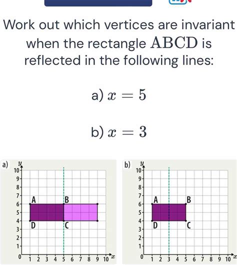 solved work out which vertices are invariant when the rectangle abcd