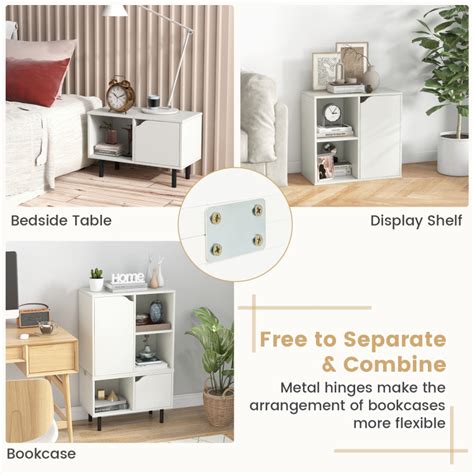 Stackable Bookcase With Adjustable Shelf And Cubes Costway