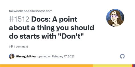Docs A Point About A Thing You Should Do Starts With Dont · Issue