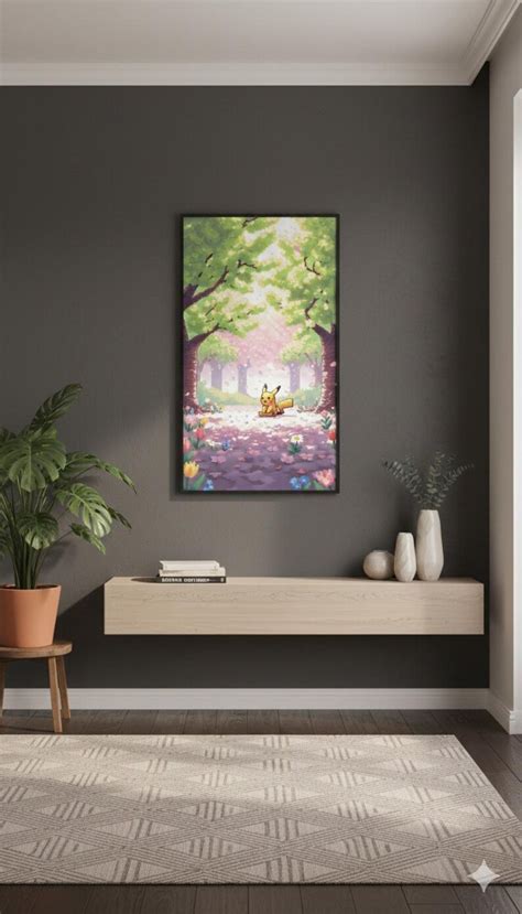 Pikachu Pixel Art Wallpaper Spring Forest Scene Digital Download