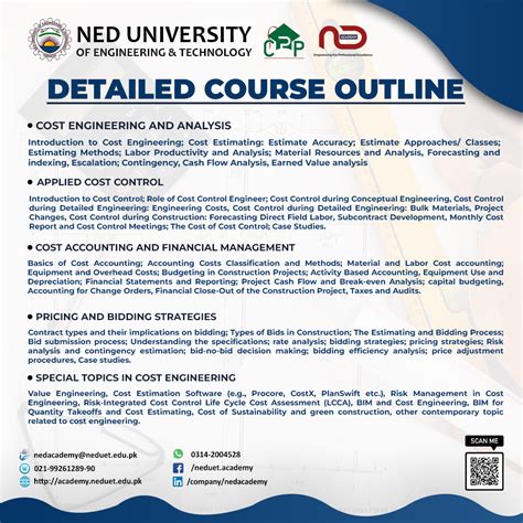 Pgd In Construction Cost Engineering Ned Academy Ccee Cmpp Ptmc