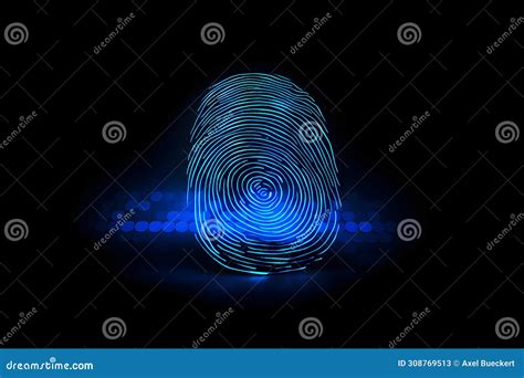 Glowing Blue Digital Fingerprint On Dark Background Stock Image Image