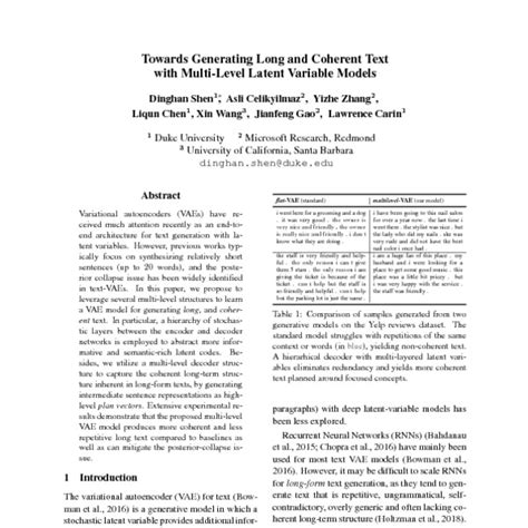 Towards Generating Long And Coherent Text With Multi Level Latent Variable Models Acl Anthology