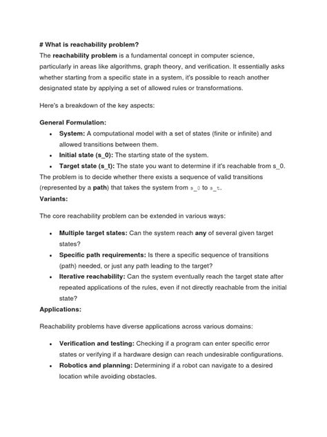 What Is Reachability Problem Pdf