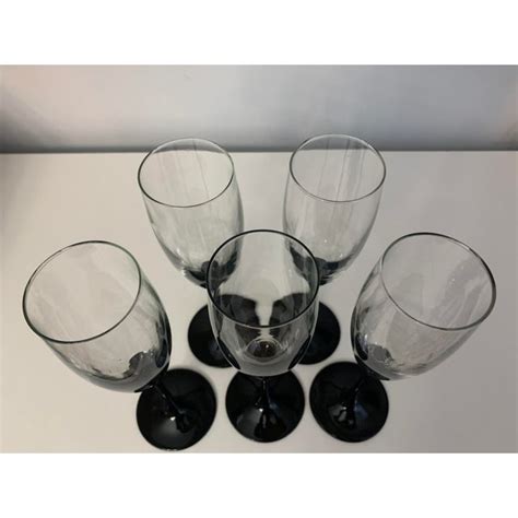 Luminarc Darques France Black Stem Champagne Flutes A Set Of 5 Chairish