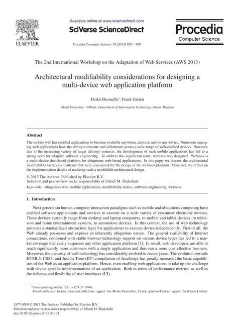 Pdf Architectural Modifiability Considerations For Designing A Multi