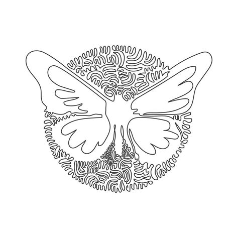 Continuous One Curve Line Drawing Of Insects With Large Wings Abstract Art In Circle Single