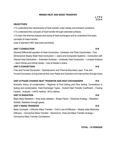 Me8693 Heat And Mass Transfer Syllabus Pdf