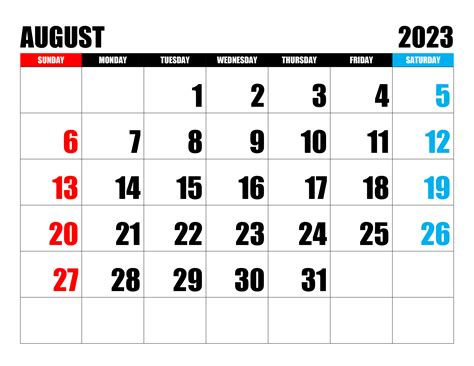 Calendar For August 2023 Free Calendar Su
