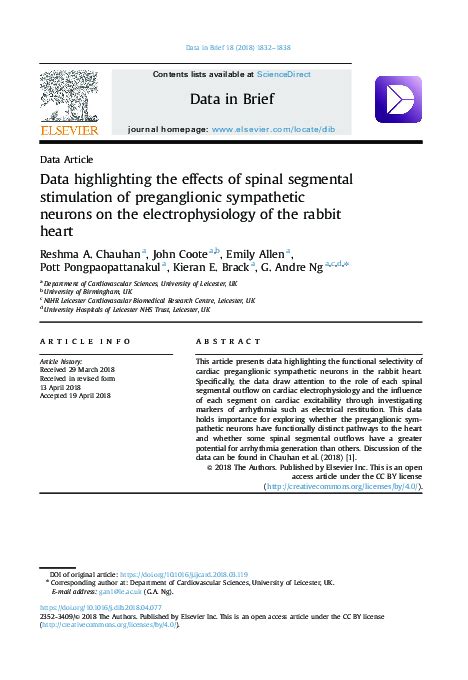 Pdf Data Highlighting The Effects Of Spinal Segmental Stimulation Of Preganglionic Sympathetic