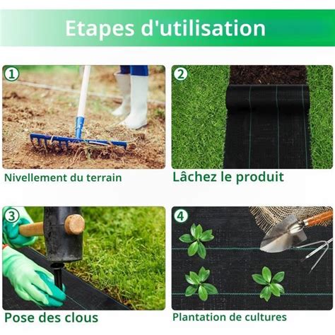 Toile Anti Mauvaises Herbes Lzq 1 M X 50 M Résistant à La