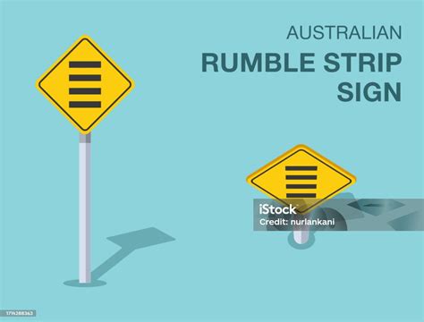 교통 규제 규칙 고립 된 호주 럼블 스트립 표지판 전면 및 평면도 벡터 그림 템플릿입니다 거리에 대한 스톡 벡터 아트 및 기타