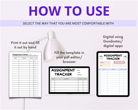 Printable Assignment Tracker Assignment Planner Table Assignments