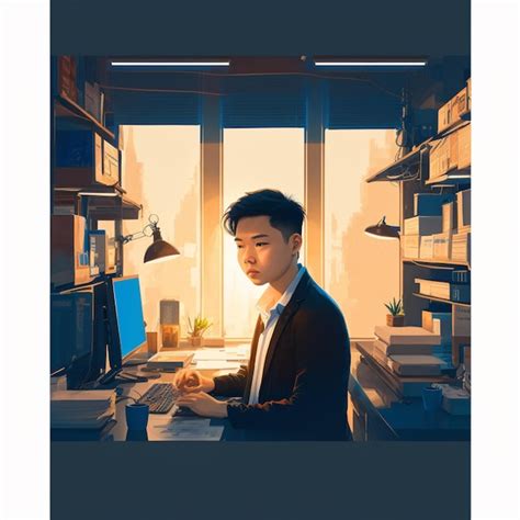 Premium Ai Image There Is A Man Sitting At A Desk With A Computer Generative Ai