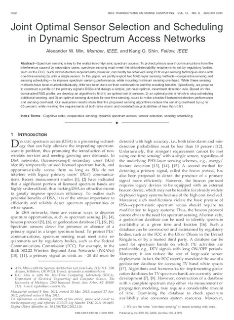 Pdf Joint Optimal Sensor Selection And Scheduling In Dynamic Spectrum Access Networks