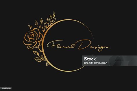 꽃 골든 프레임 디자인입니다 고급 꽃무늬 요소입니다 꽃 장미 로고 또는 아이콘입니다 모노그램에 대한 스톡 벡터 아트 및 기타 이미지 모노그램 0명 골동품 Istock