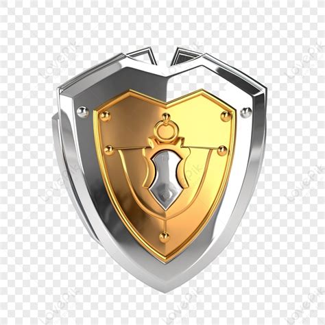 황금 자물쇠 격리된 인터넷 보안 또는 개인 정보 보호 또는 랜섬웨어 보호 개념 3d 렌더링 그림을 갖춘 3d 금은 방패 Png 일러스트 무료 다운로드 Lovepik