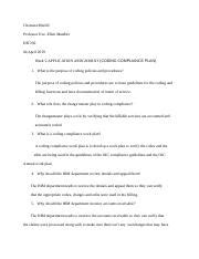 Hit230Week 5 APPLICATION ASSIGNMENT CODING COMPLIANCE PLAN Docx Chotsani Merrill Professor