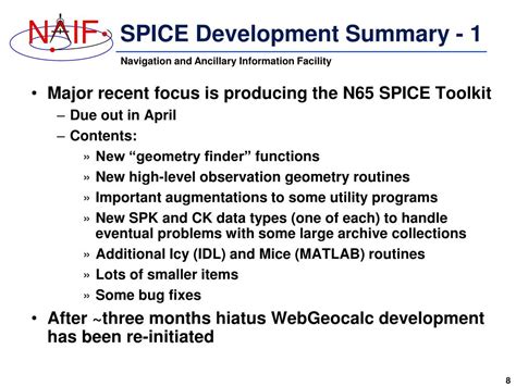 ppt naif node report addresses both naif node and spice development powerpoint presentation
