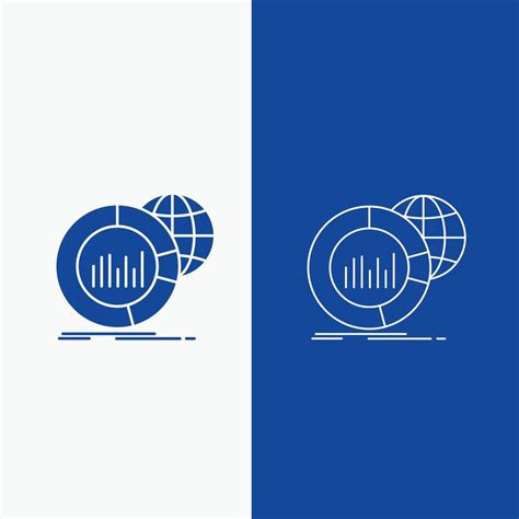 Big Chart Data World Infographic Line And Glyph Web Button In Blue Color Vertical Banner For