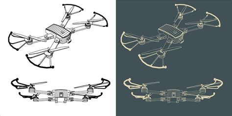 Vector Drone Or Quadcopter Line Wireframe Blueprint 36061579 Vector Art At Vecteezy