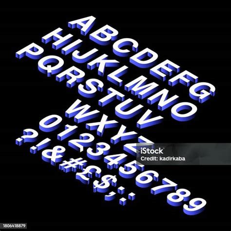 알파벳 글꼴 아이콘 세트와 3차원 디자인의 벡터 그림입니다 3d 효과 문자 숫자 및 기호 그림자 아이소 메트릭 3차원 인쇄에 대한 스톡 벡터 아트 및 기타 이미지 Istock