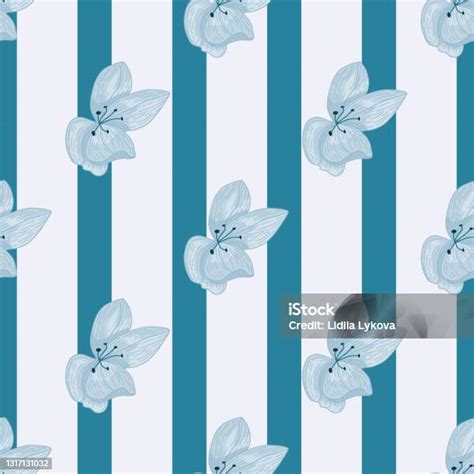 블루 오키 드 꽃 모양과 창조적 인 식물원색 원활한 패턴 줄무늬 배경 0명에 대한 스톡 벡터 아트 및 기타 이미지 0명 꽃