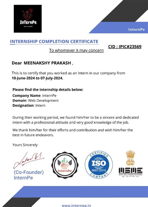 Meenakshy Prakash On Linkedin Internpe Webdevelopment