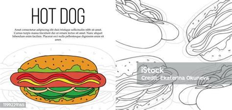 벡터 패스트 푸드 전단지 템플릿입니다 디자인 및 웹을 위한 길거리 음식 카드 일러스트레이션 개성 개념에 대한 스톡 벡터 아트 및