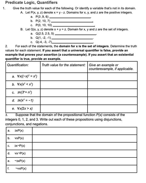 Solved Predicate Logic Quantifiers Give The Truth Value Chegg Com