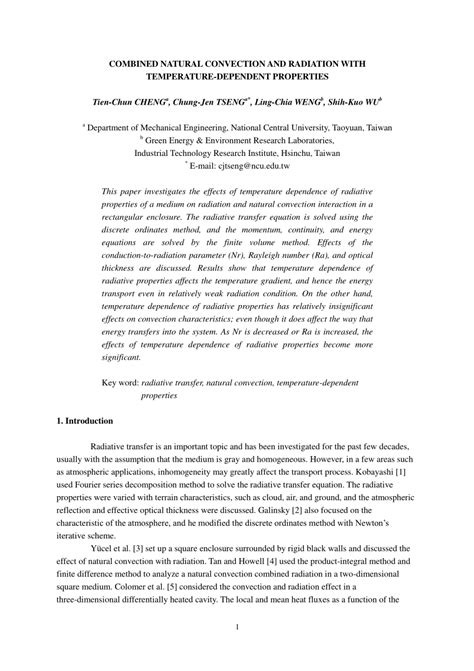 Pdf Combined Natural Convection And Radiation With Temperature